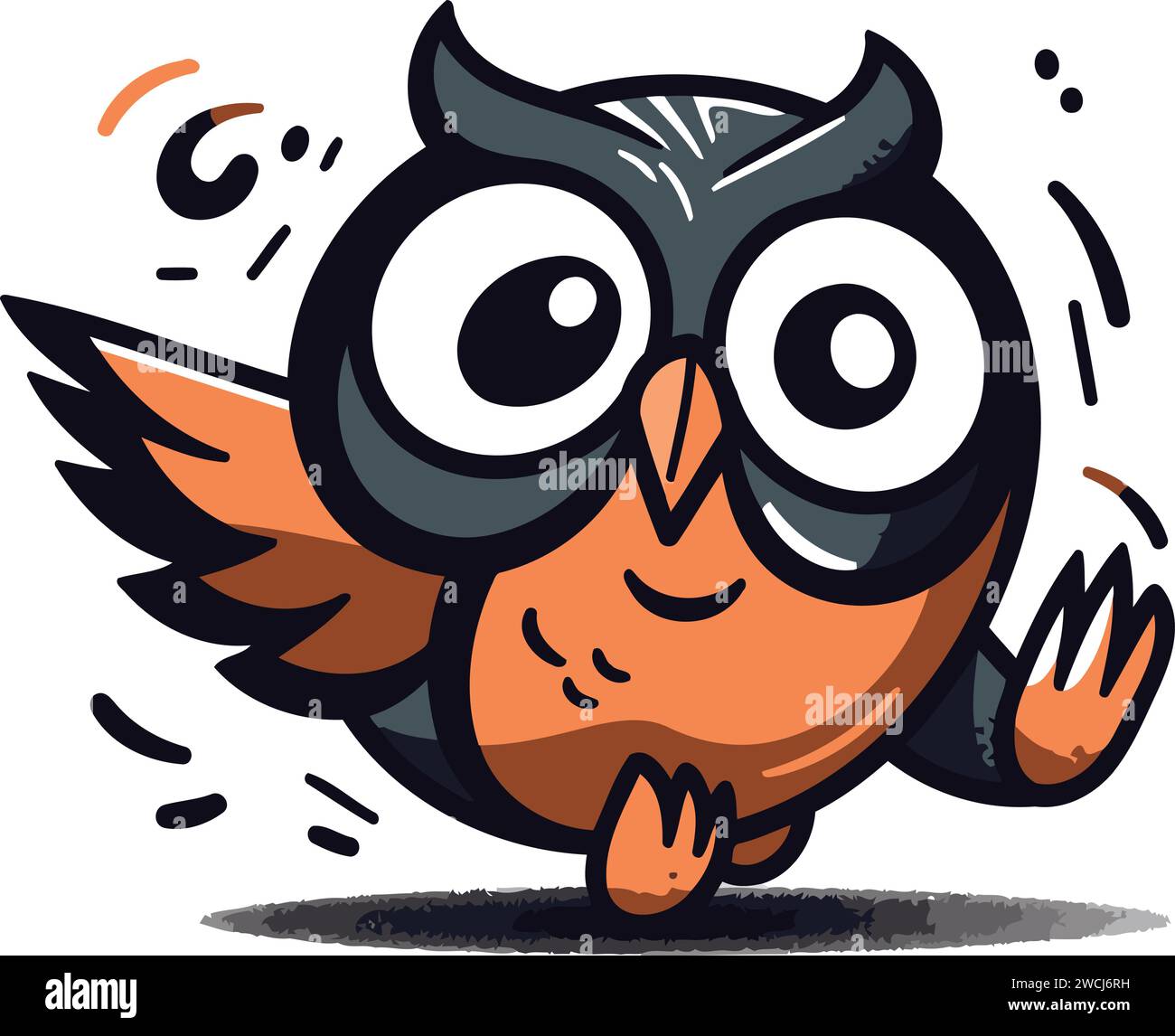 Funny cartoon owl. Vector illustration. Isolated on white background ...