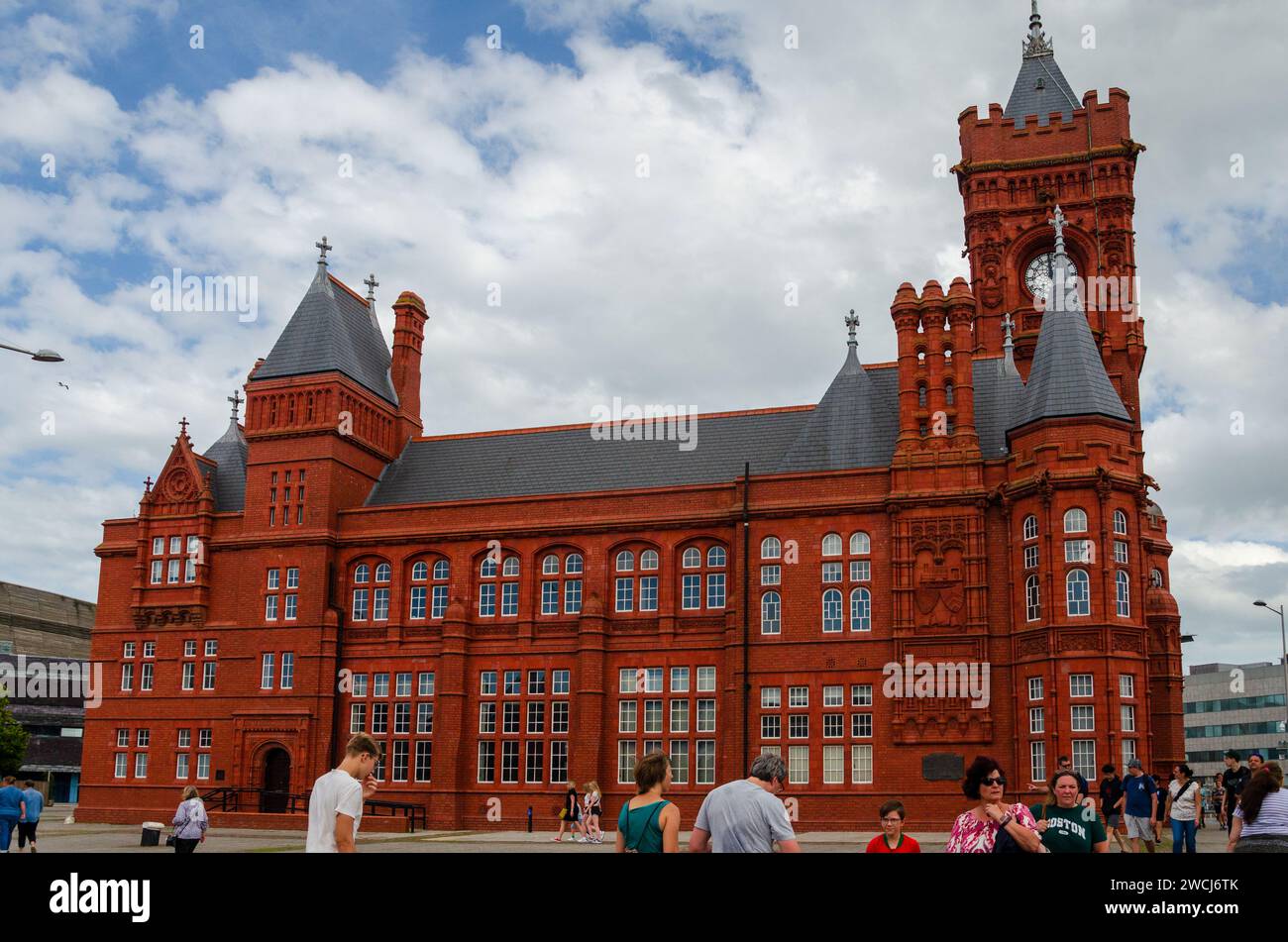 Cardiff, Glamorgan, Wales August 11 2023 - Western façade of the iconic ...