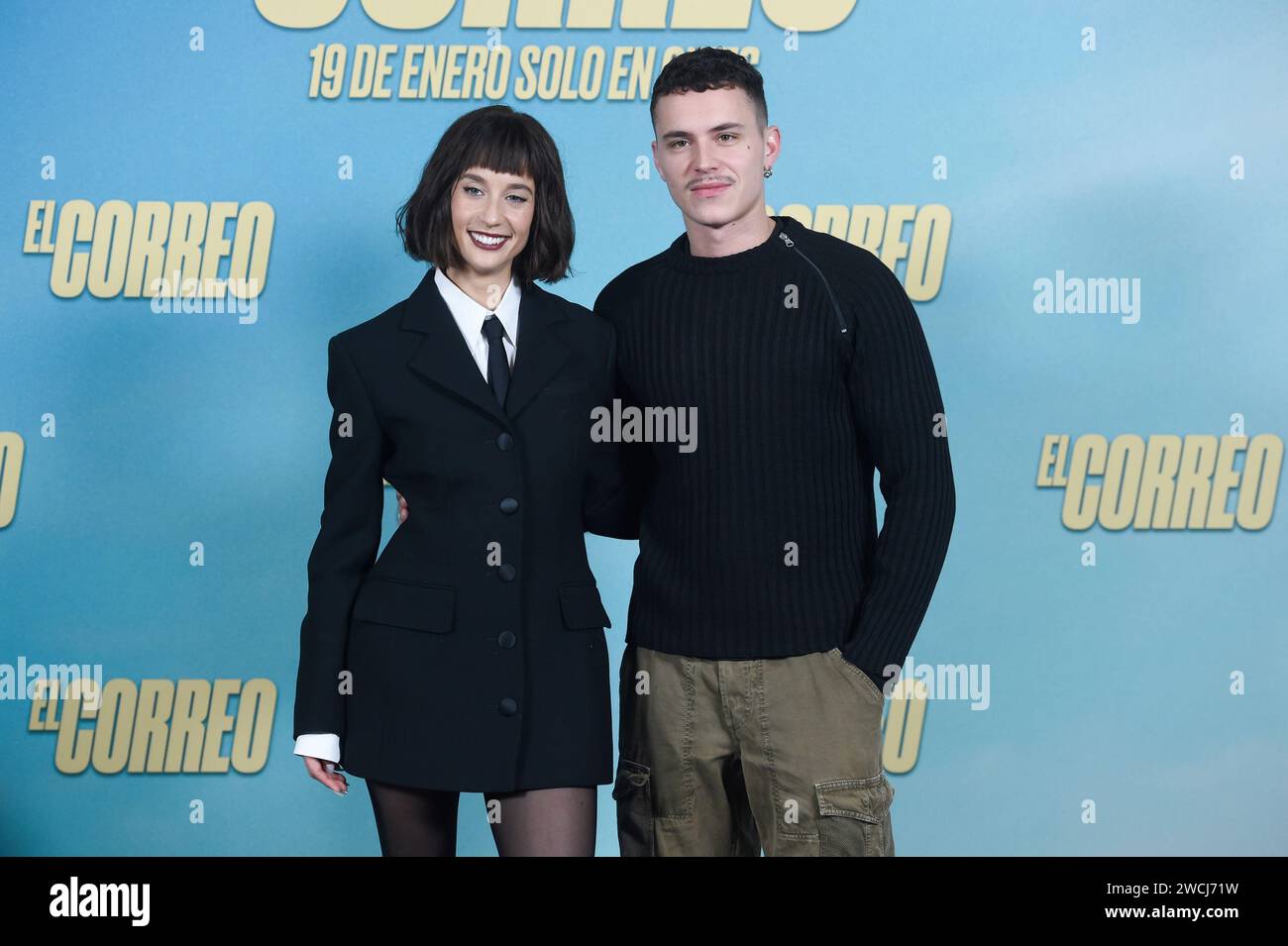 Actress Maria Pedraza poses with actor Aron Piper at the photocall for ...