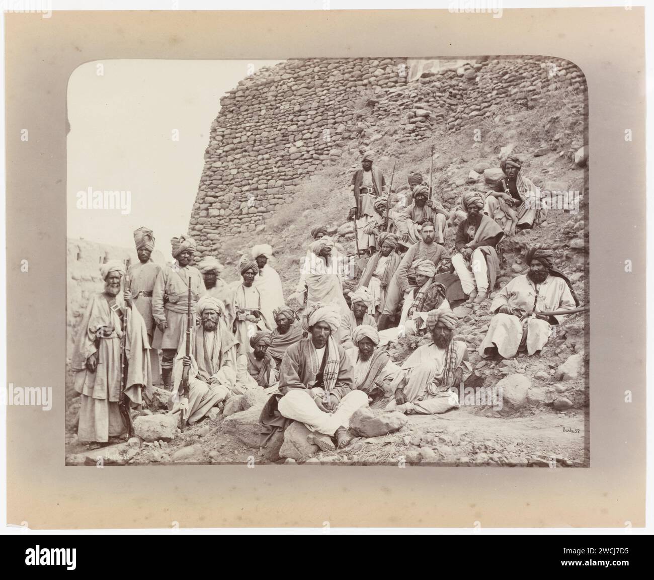 Group portrait of an Afghan-British Army unit at the Jamrud Fort during ...