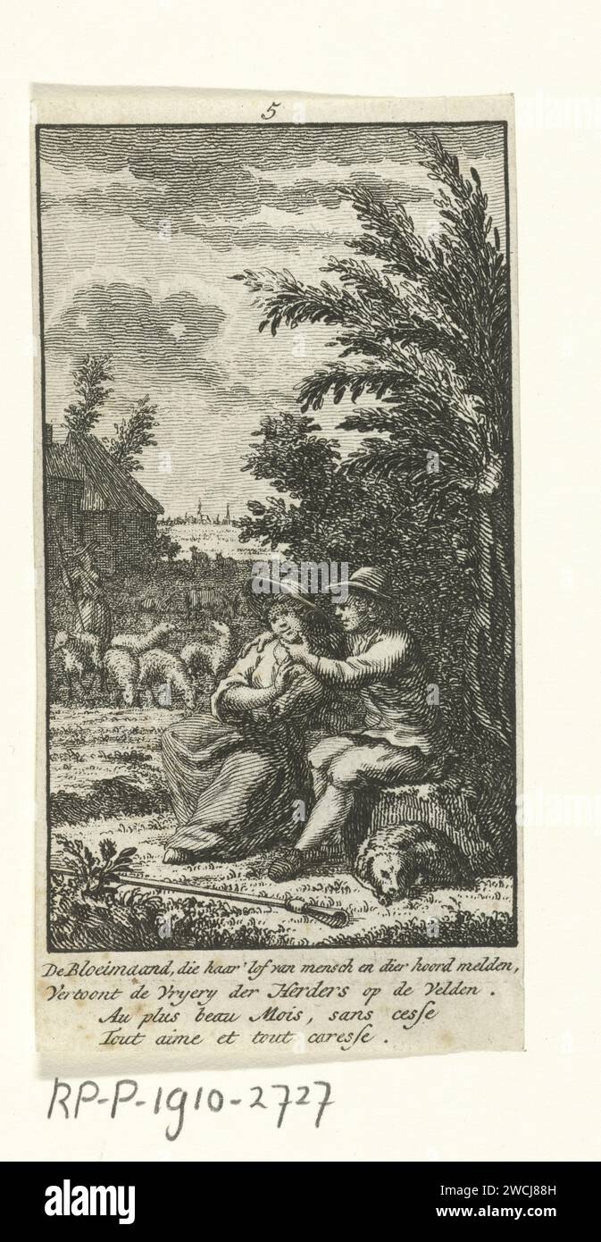 Mei: Minnend Paar, Jan Caspar Philips, 1736 - 1775 print The month of ...