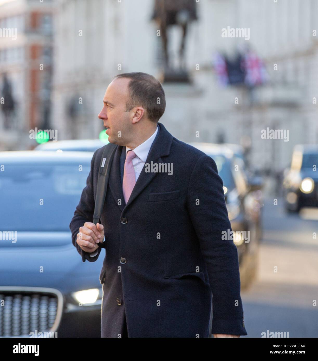 London, UK. 16th Jan, 2024. Matt hancock seen walking in Whitehall ...
