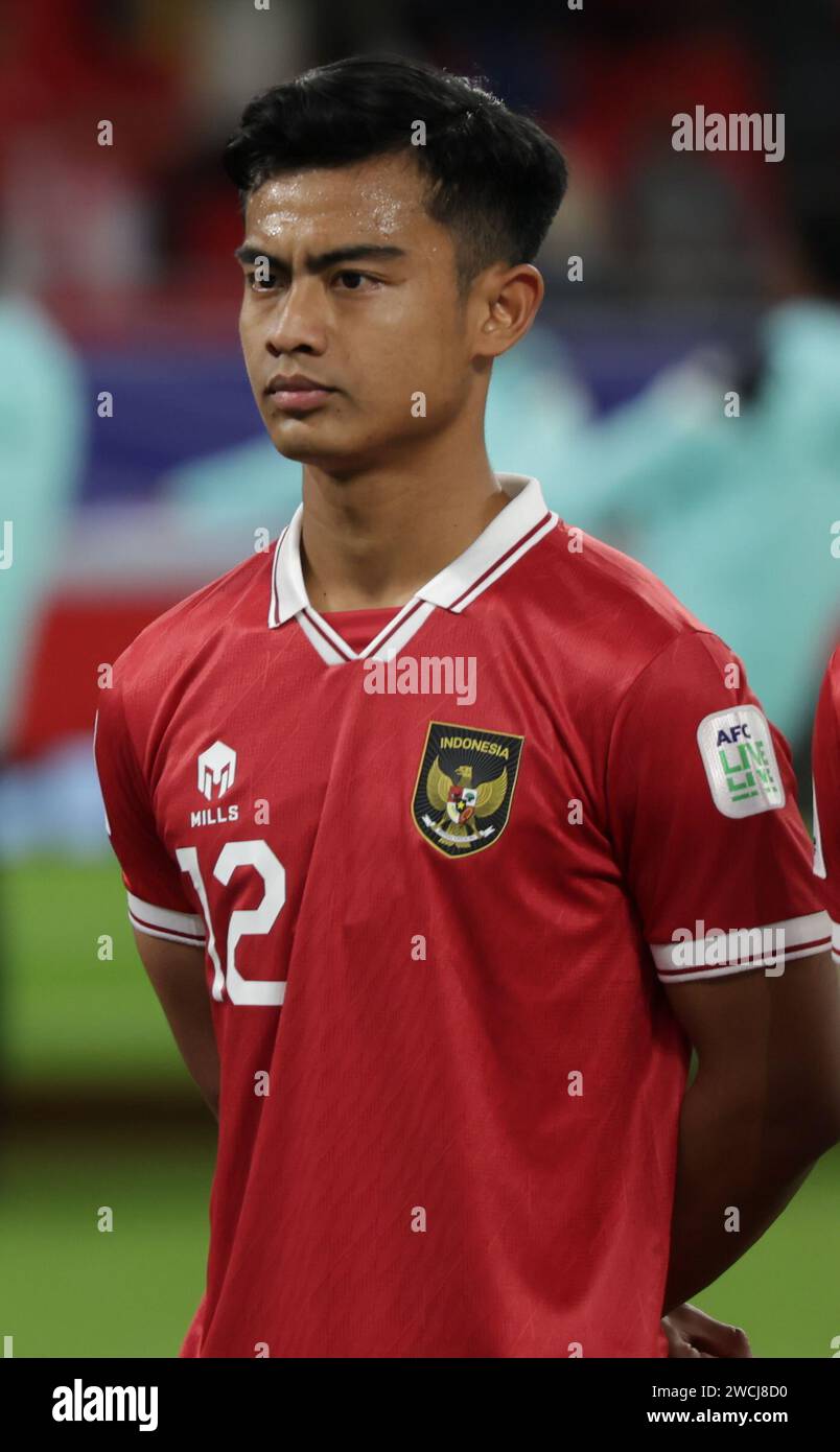 Qatar 15 January 2024 - Pratama Arhan of Indonesia headshot, head and ...