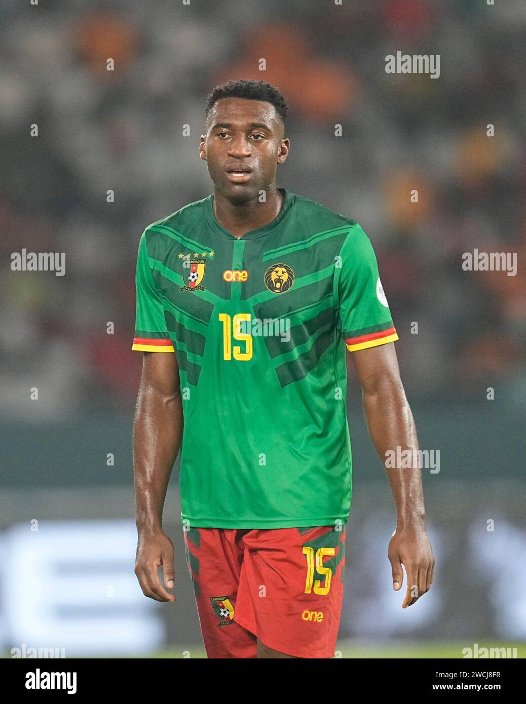 January 15 2024: Oumar Gonzalez (Cameroon) looks on during a African ...
