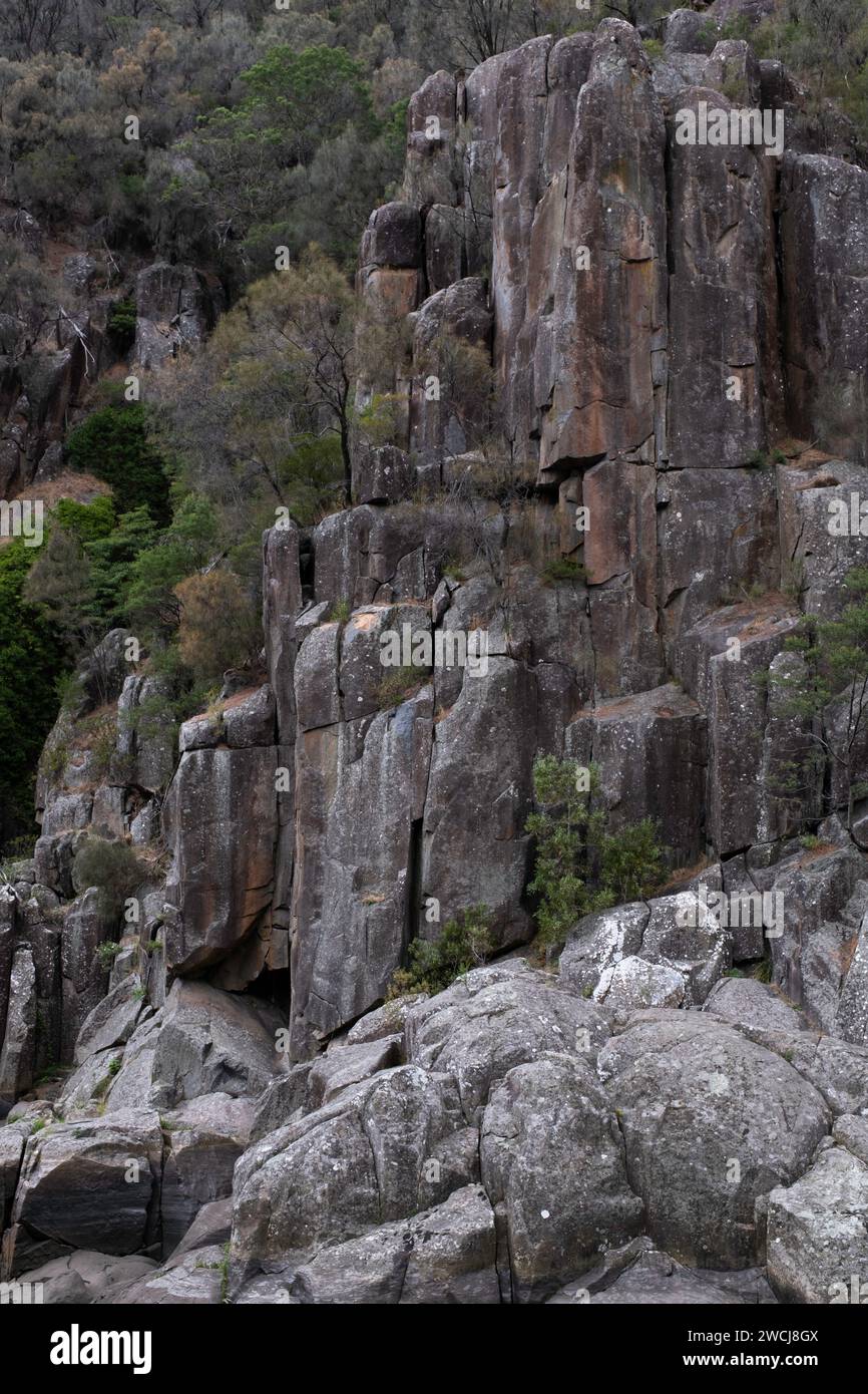 Rock face at Cataract Gorge in Launceston, Tasmania, Australia ...
