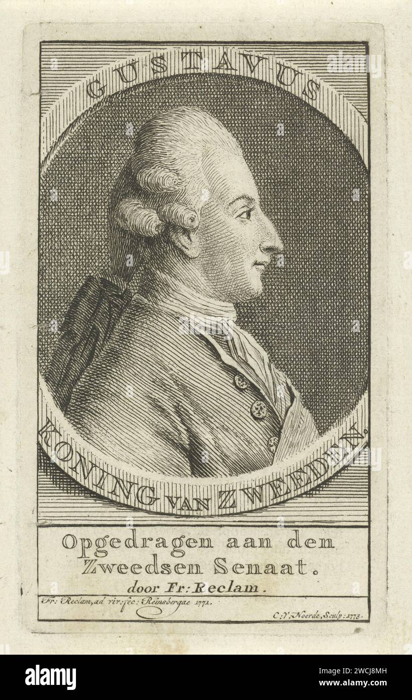 Portrait of King Gustaaf III of Sweden, Cornelis van Noorde, after ...