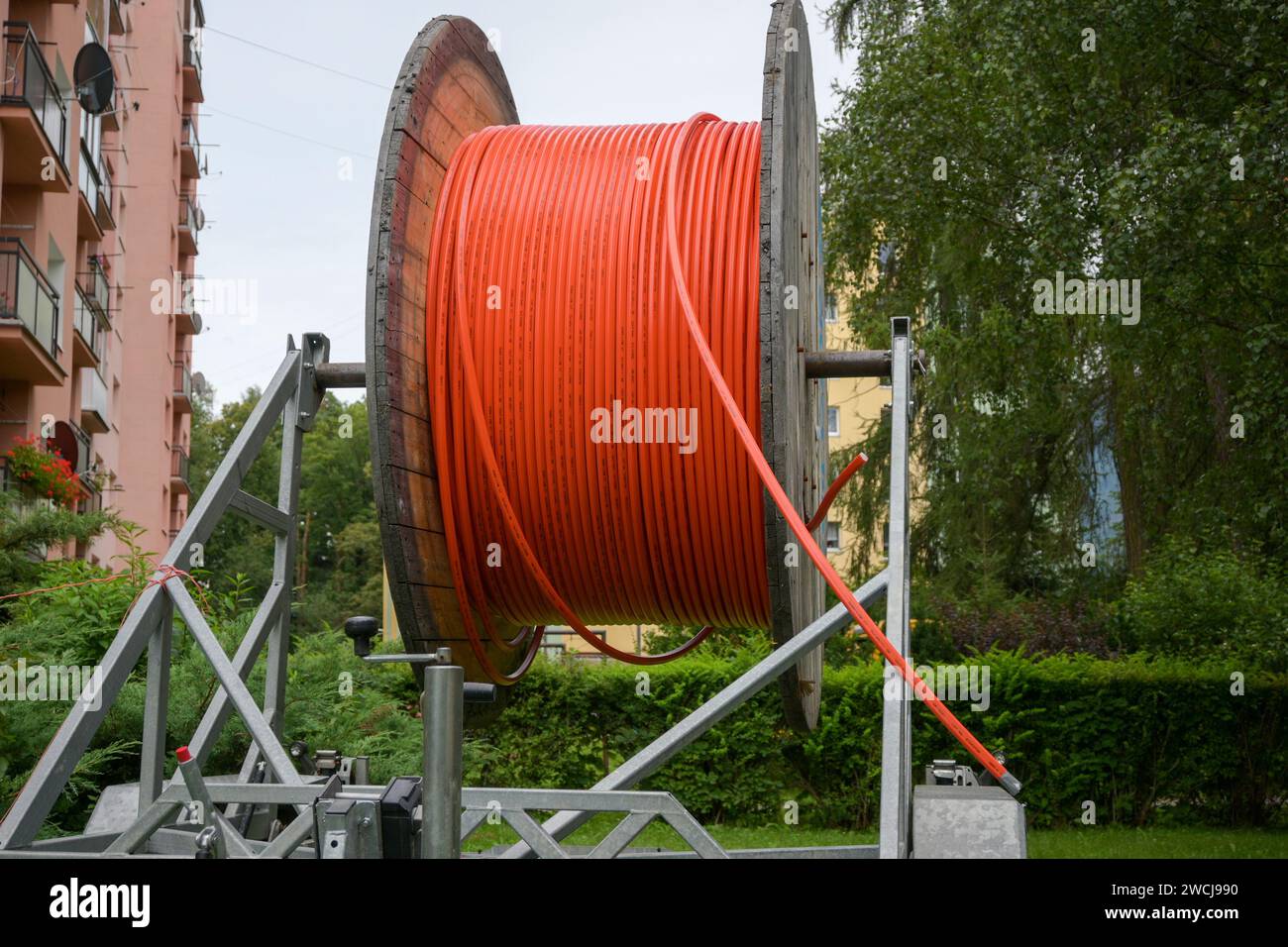 Optical cable on the trolley Stock Photo - Alamy