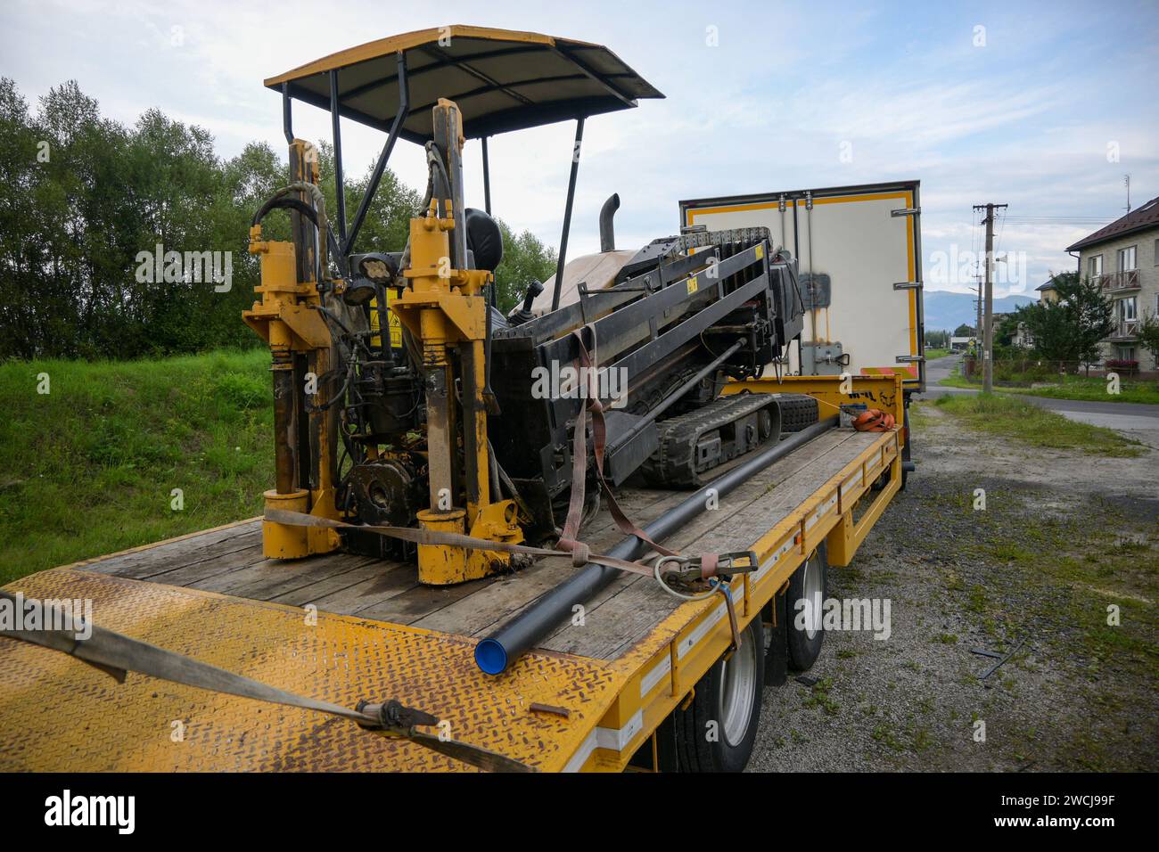 Machine for pushing under the road to all utility networks Stock Photo ...