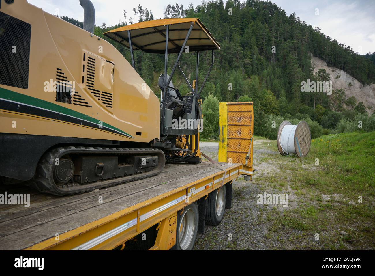 Machine for pushing under the road to all utility networks Stock Photo ...