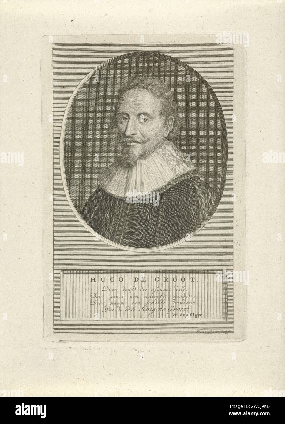 Portrait of Hugo de Groot, Pieter van Gunst, c. 1669 - 1731 print Hugo ...