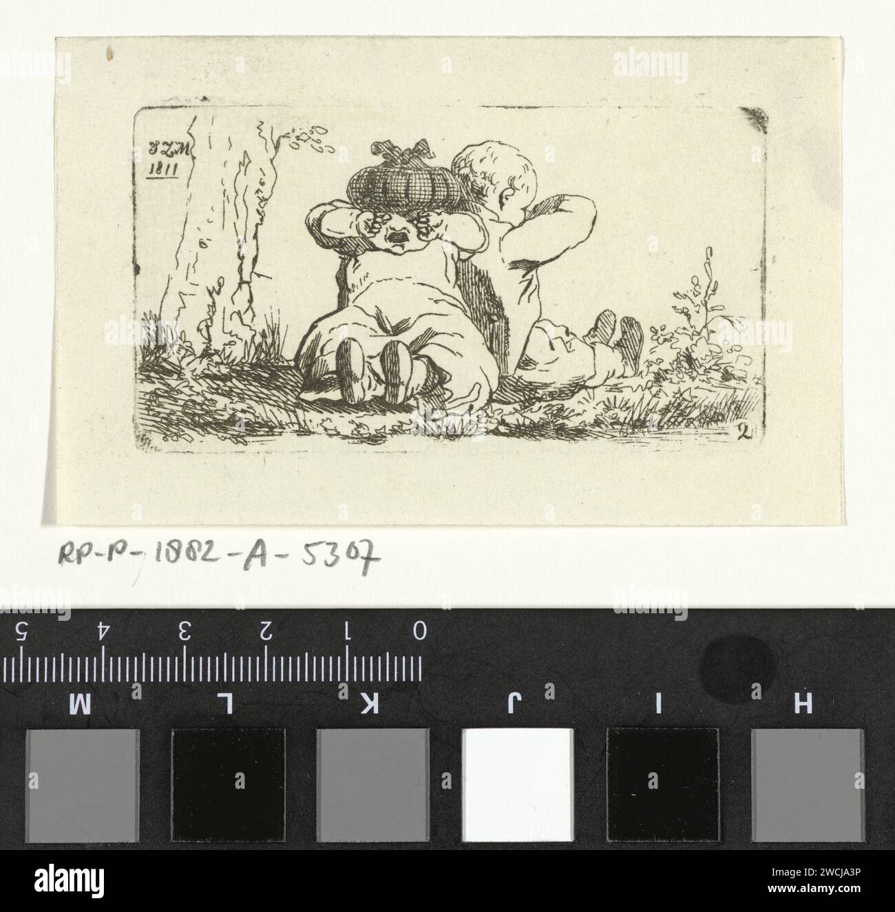 Two crying children, Jean Zacherie Mazel, 1811 print A girl and a boy ...