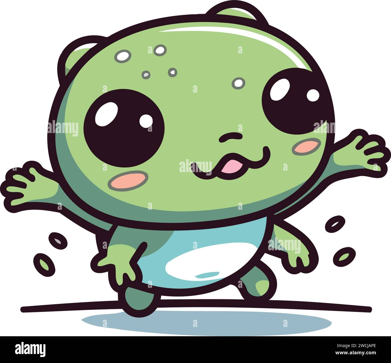 Cute little green frog running. Vector illustration isolated on white ... Cute little green frog running. Vector illustration isolated on white ...