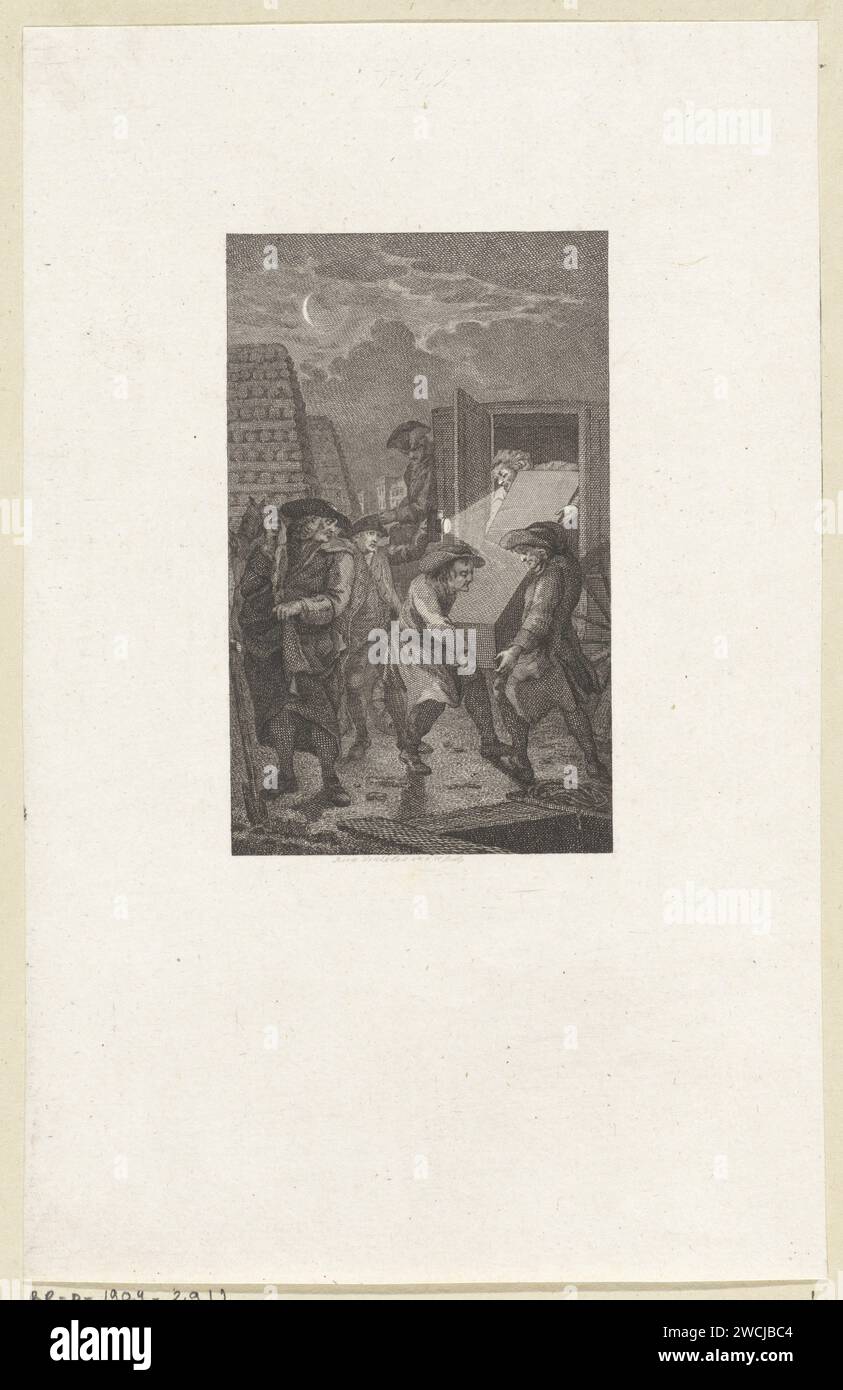 Night face with men who transport a coffin, Reinier Vinkeles (I), 1785 ...