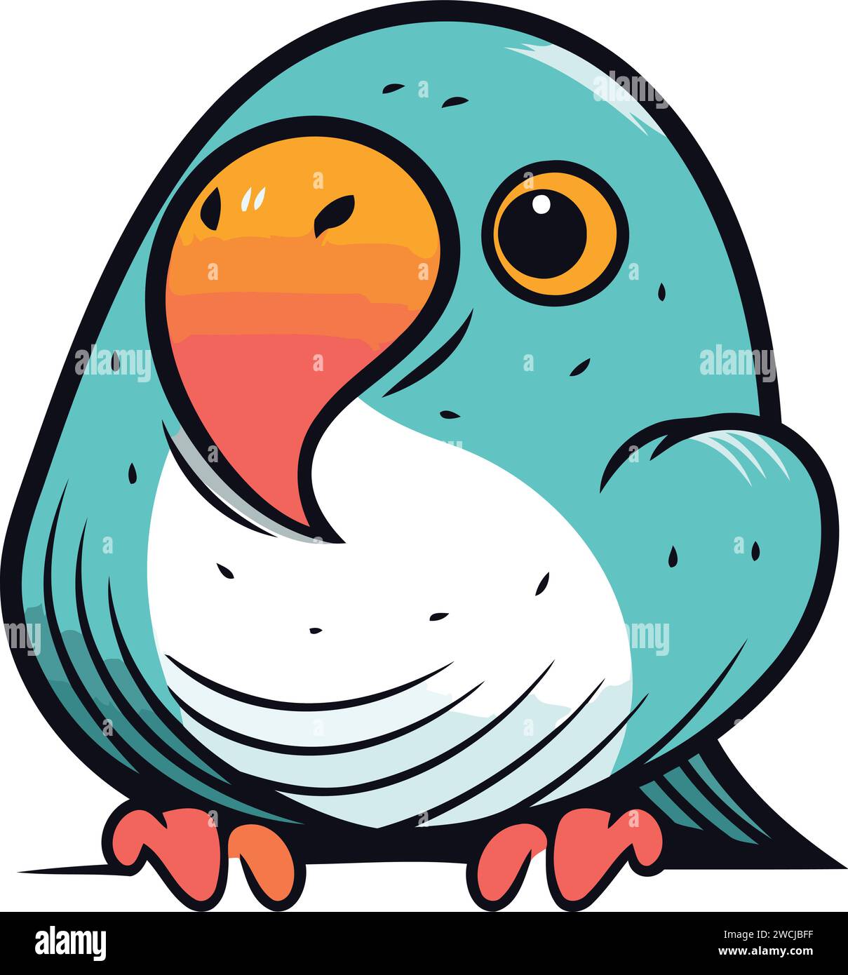 Cute blue parrot isolated on white background. Vector illustration ...