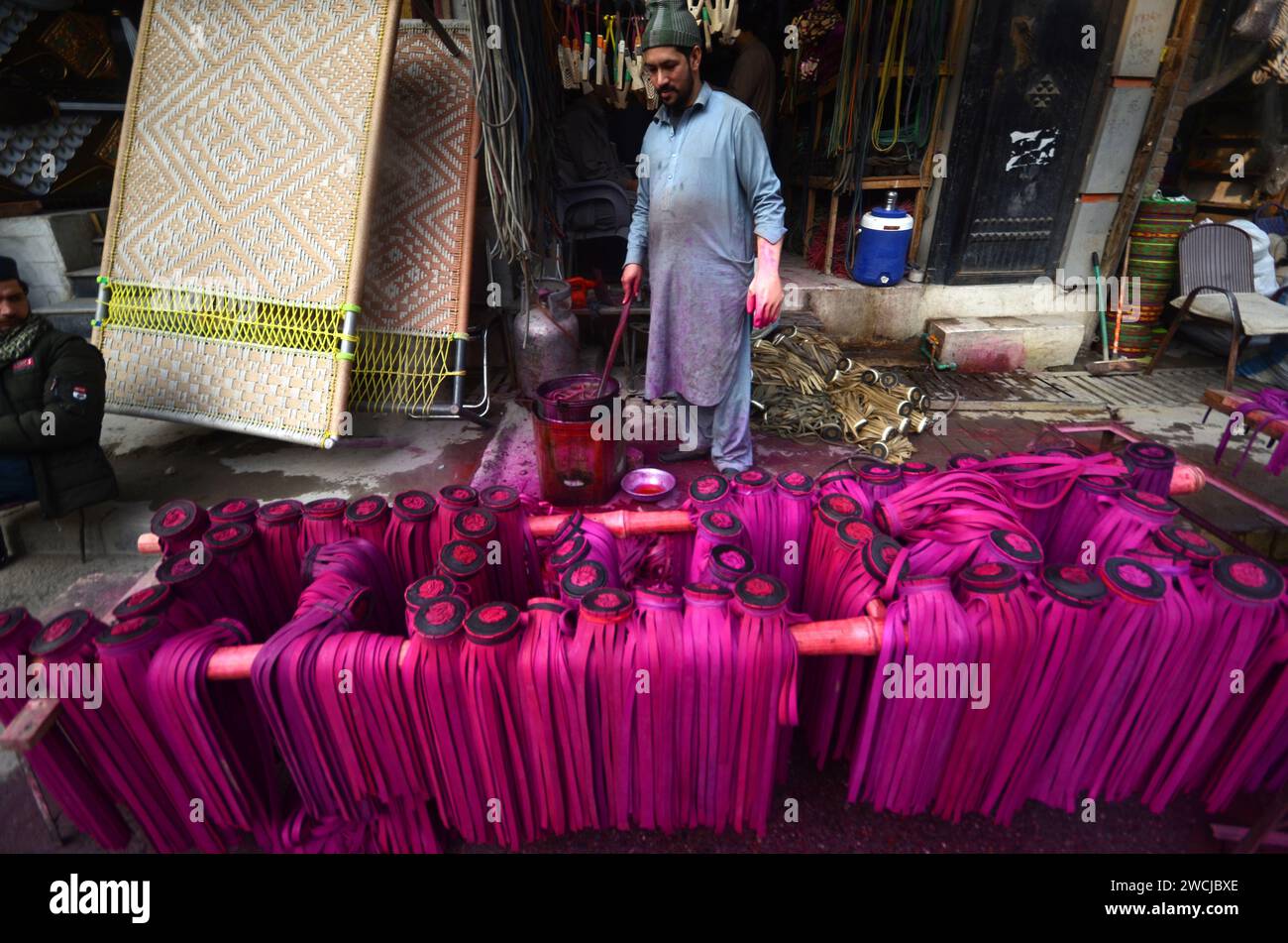 Peshawar, Peshawar, Pakistan. 16th Jan, 2024. Slingshot on sale at market in Peshawar.A ...
