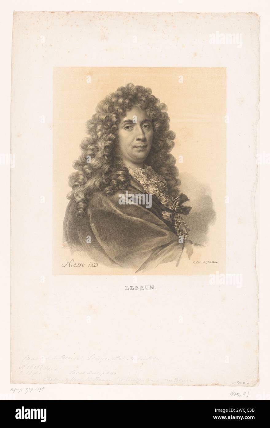 Portret van Charles Le Brun, Henri Joseph Hesse, 1823 print Paris paper ...