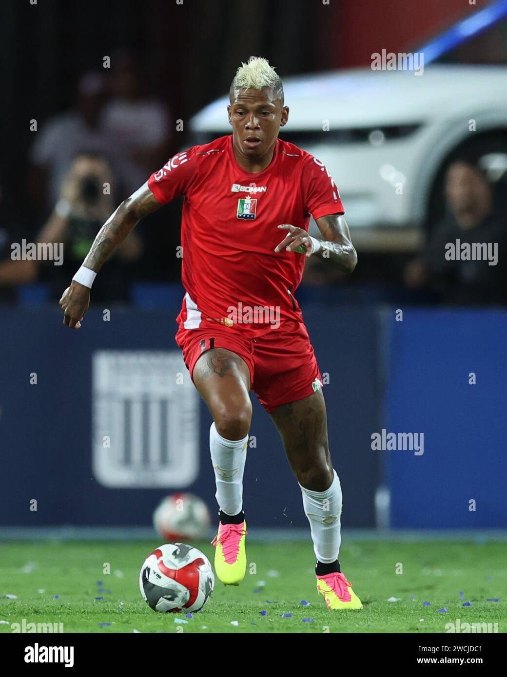 Lima, Peru. 15th Jan, 2024. Billy Arce of Once Caldas during the ...