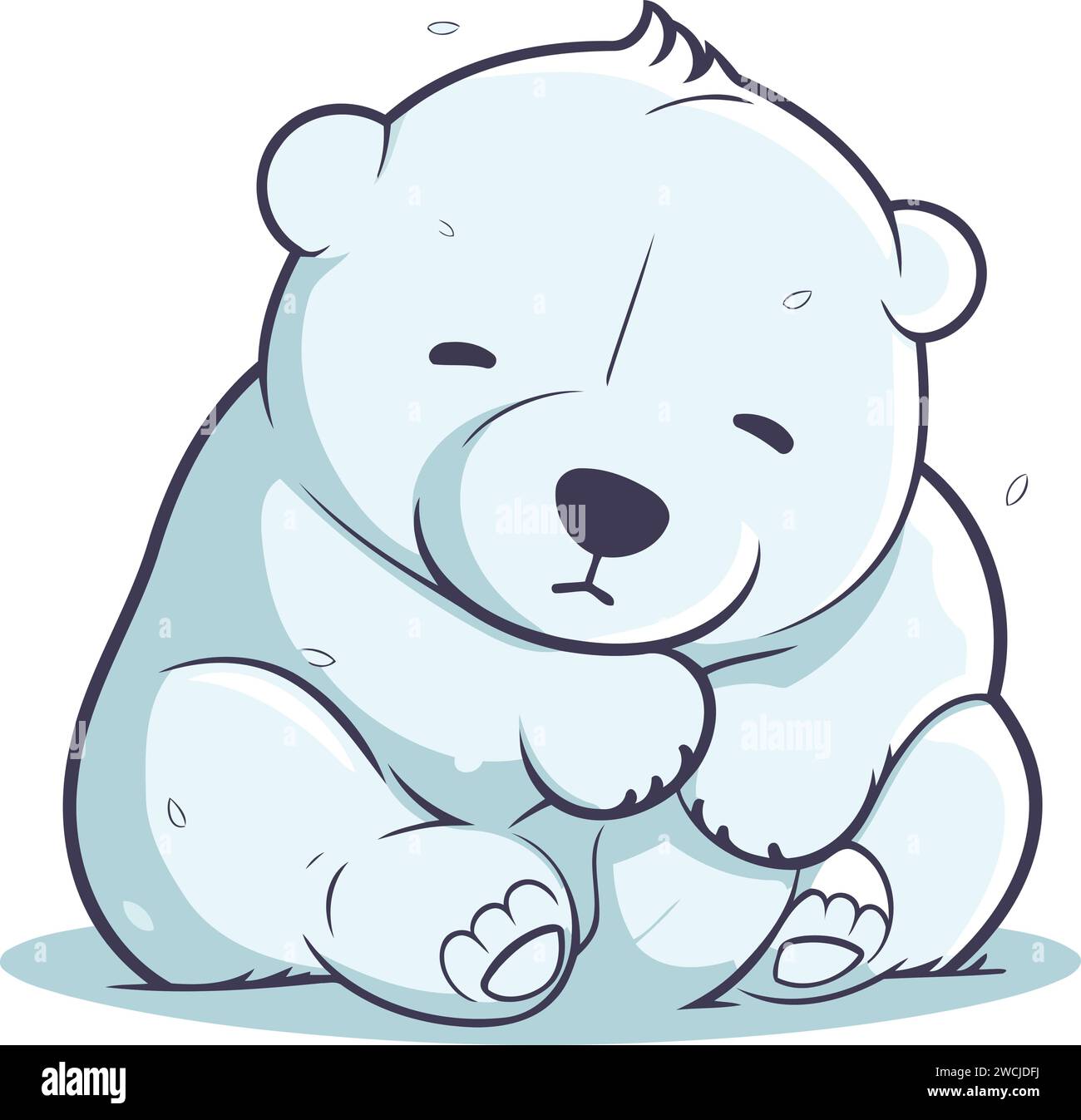 Illustration Of A Cute Cartoon Polar Bear Sitting On The Floor Stock