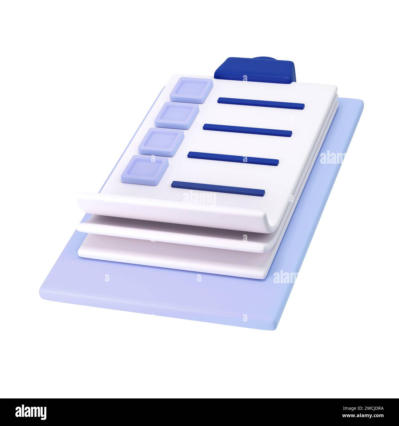 3d white clipboard icon task management todo check list on blue plane ...