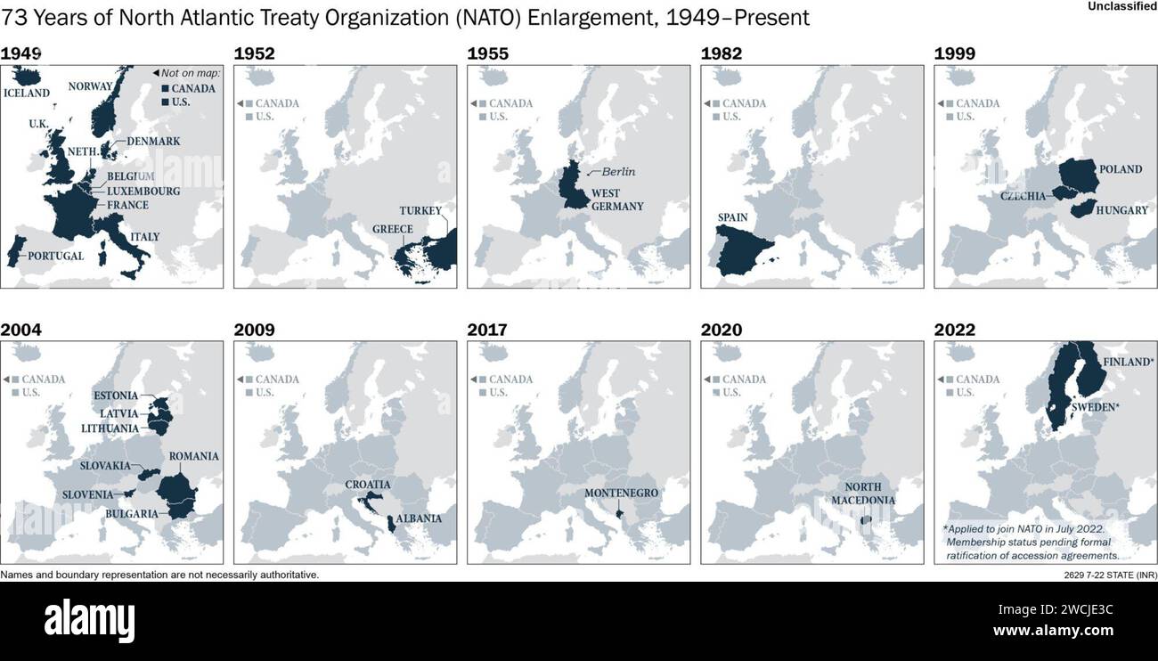 73 Years of North Atlantic Treaty Organization (NATO) Enlargement, 1949 Stock Photo - Alamy