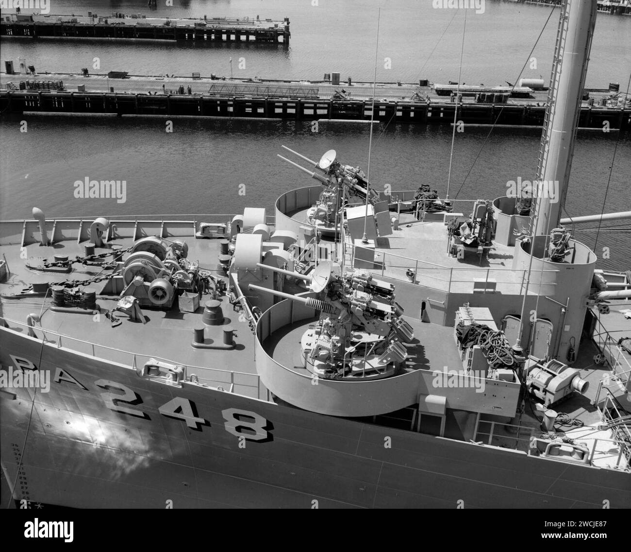 76mm Mk 33 gun mounts aboard USS Paul Revere (APA-248), in 1958 ...