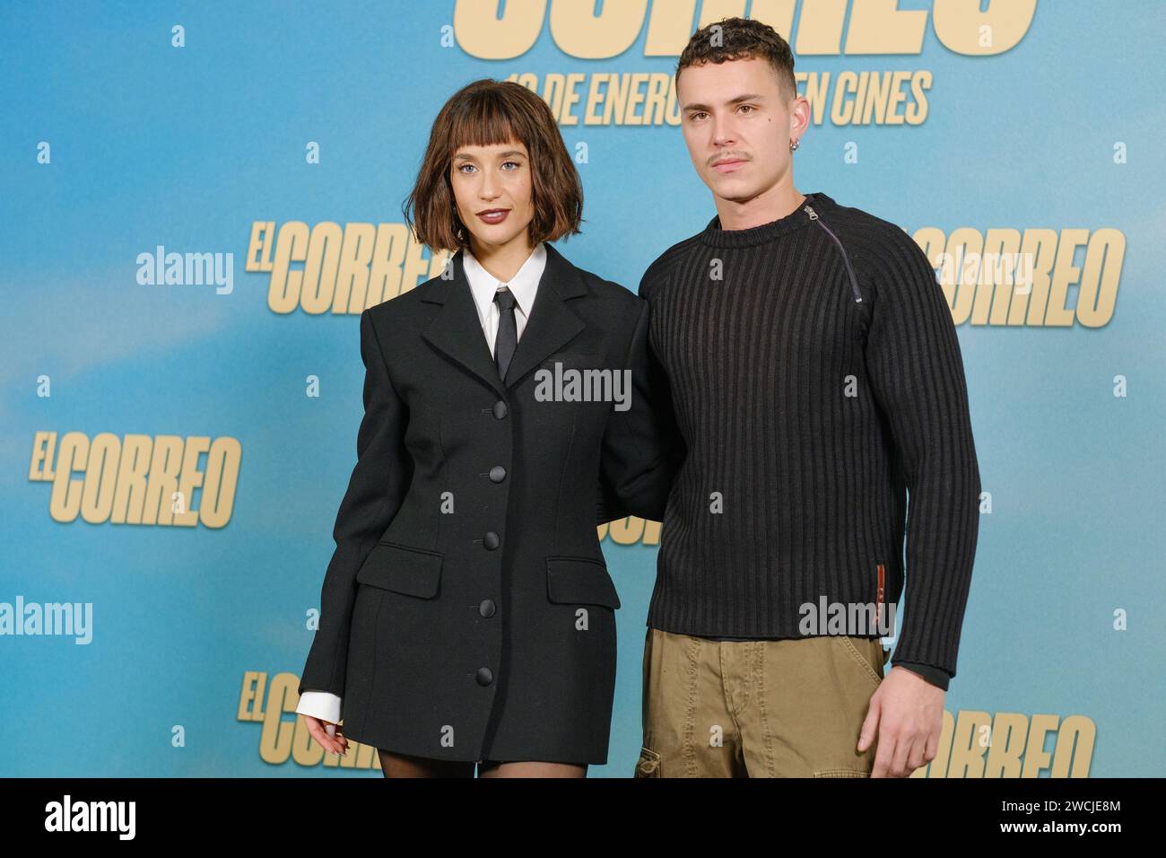 Maria Pedraza and Aron Piper attends the Madrid photocall for "El ...