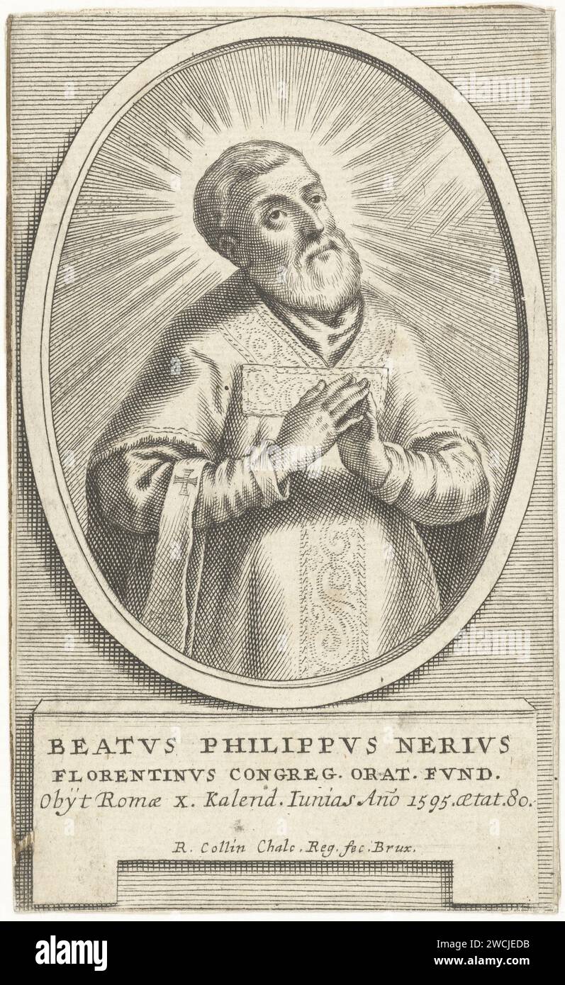 Philip Neri, Richard Collin, c. 1678 - c. 1694 print Prayer card with ...