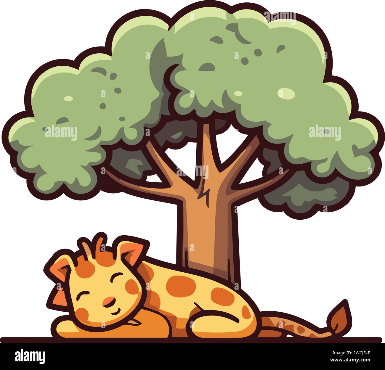 Sleeping under the tree Stock Vector Images - Alamy