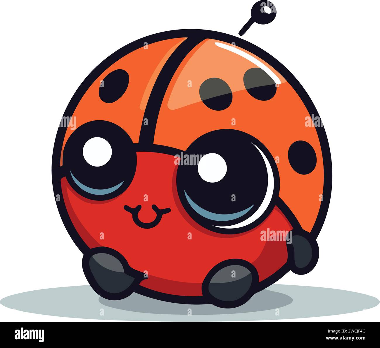 Cute cartoon ladybug. Vector illustration. Isolated on white background ...