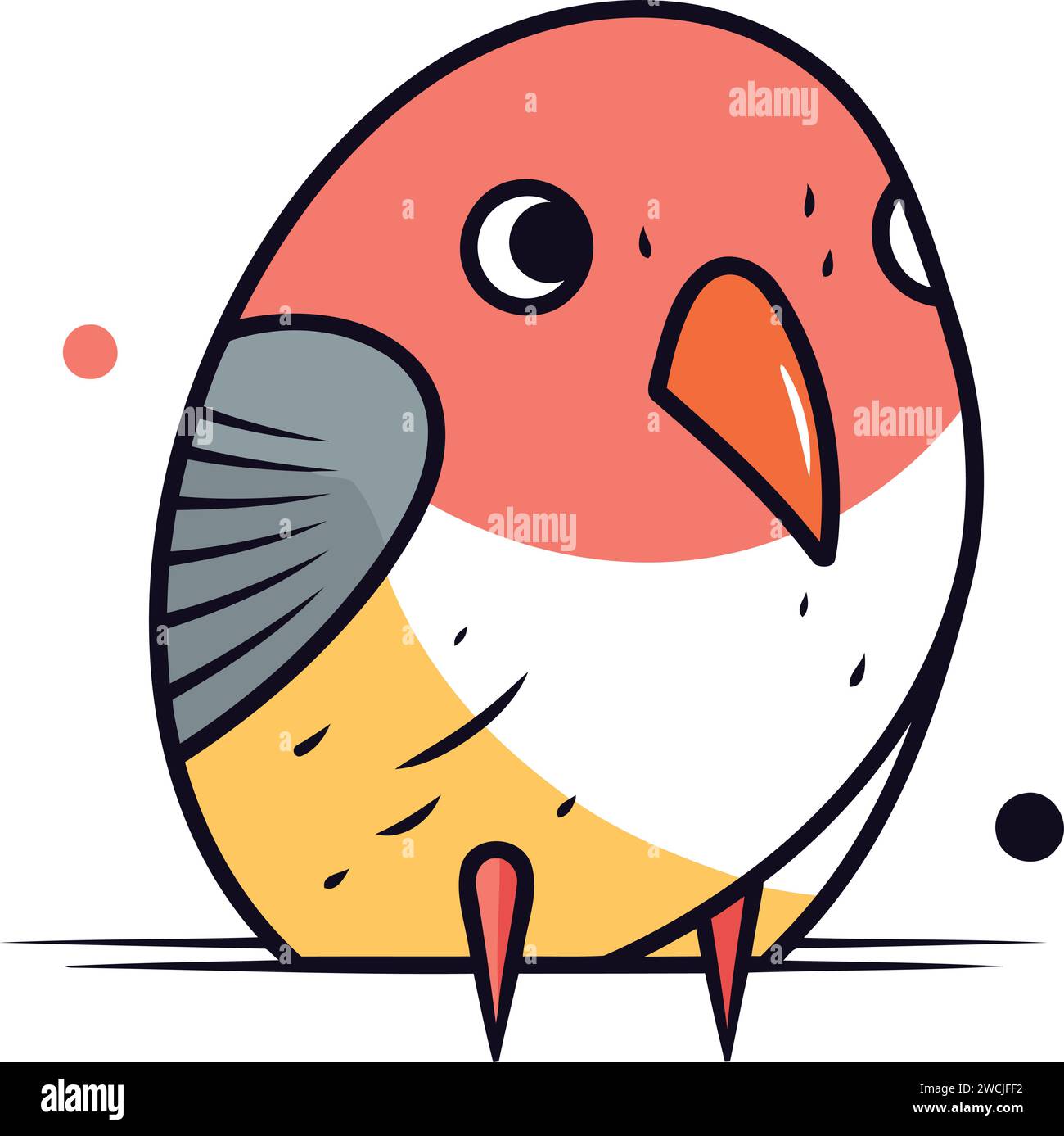 Vector illustration of cute cartoon bird. Colorful flat line art design ...