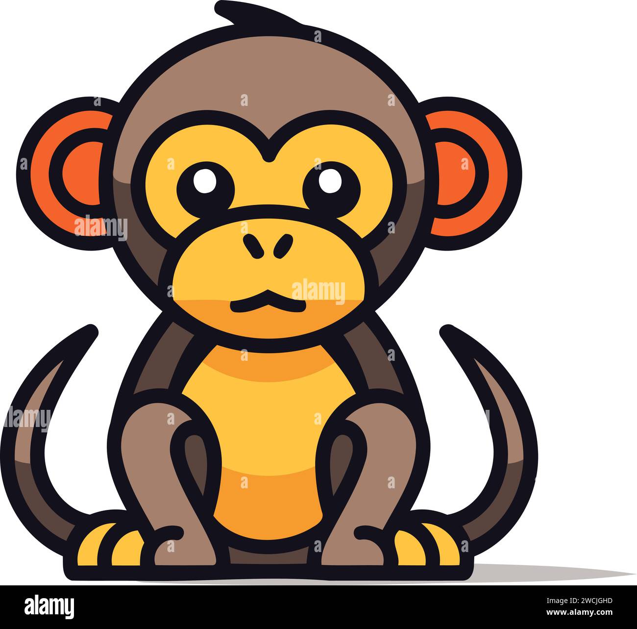 Cute monkey. Vector illustration. Isolated on white background Stock ...