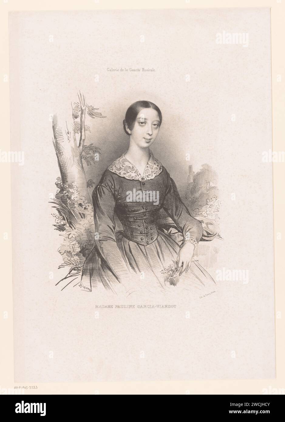 Portrait of the singer Pauline Viardot, Achille Devéria, 1840 print ...