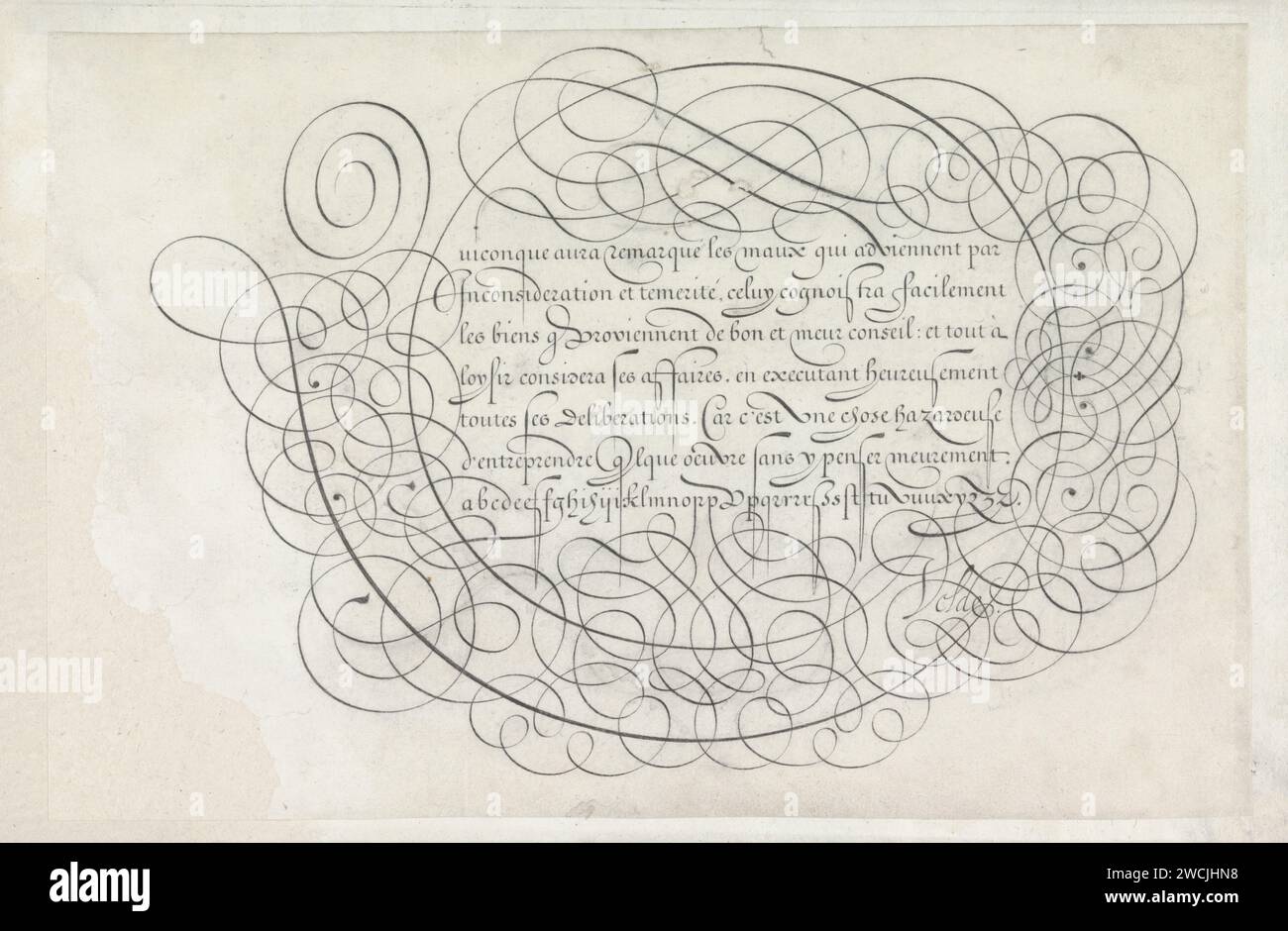 Design of a writing example: Quiconque Aura Remarqué (...), 1605 ...