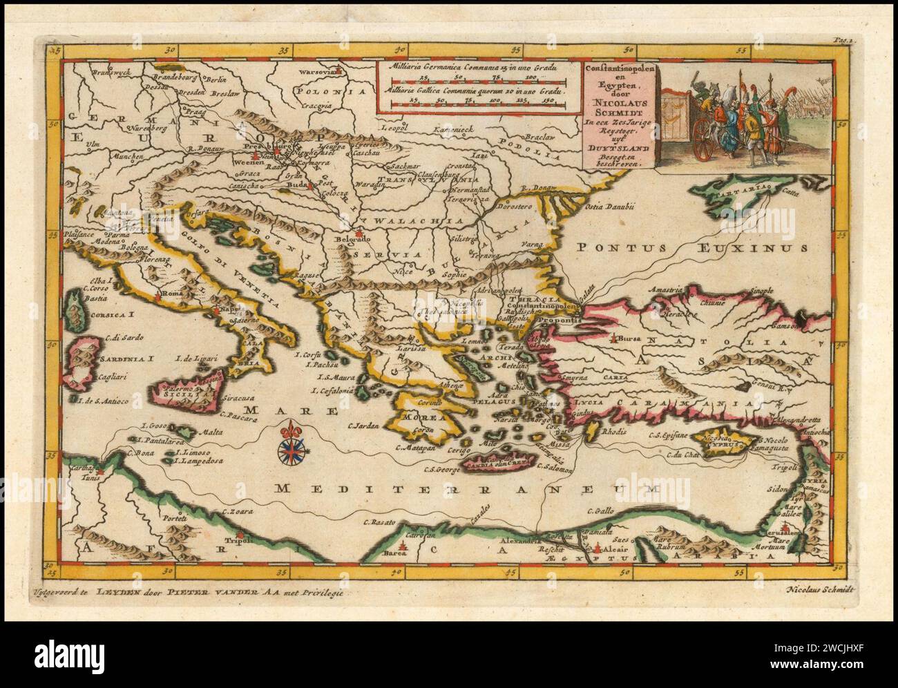 1700 map of the Eastern Mediterranean by Pieter van der Aa Stock Photo ...