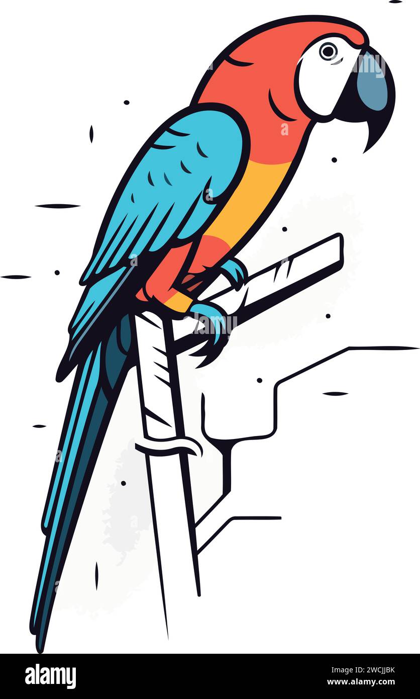 Cartoon parrot on perch hi-res stock photography and images - Alamy