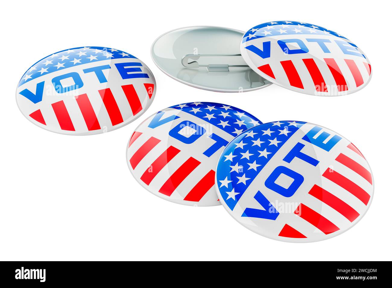 Vote badges, Election in the USA, concept. 3D rendering isolated on ...
