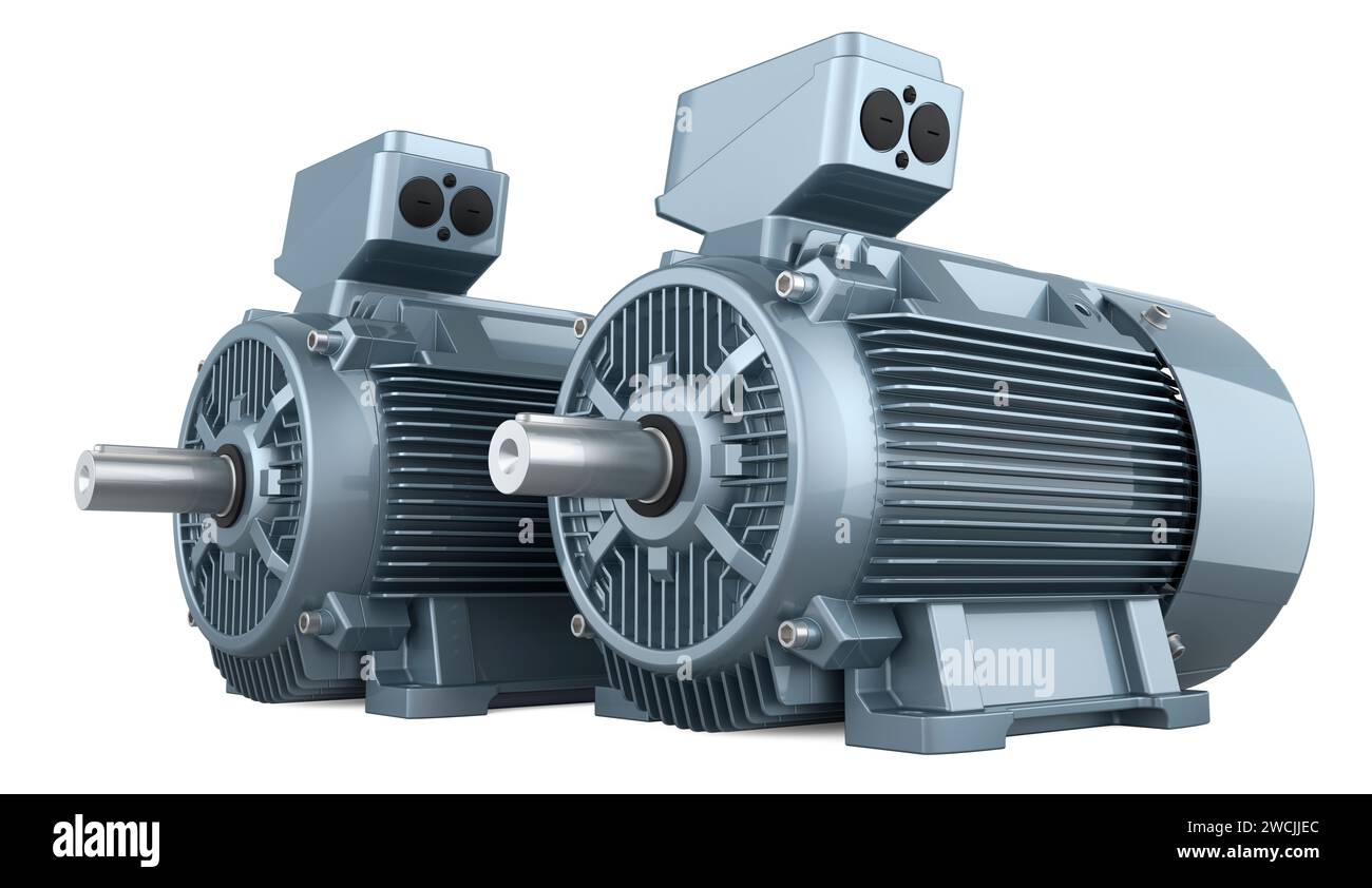 Electric motors, 3D rendering isolated on white background Stock Photo ...