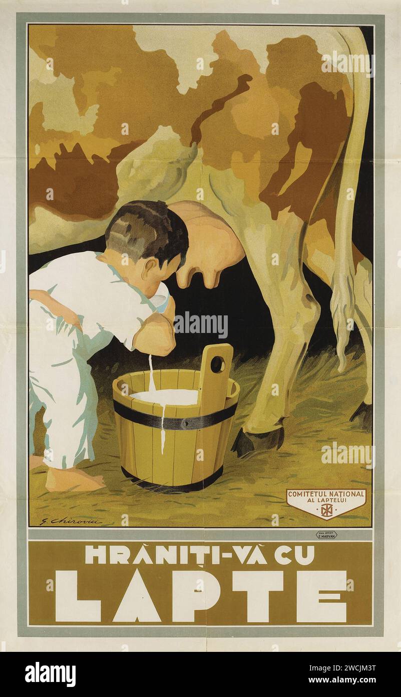 Hraniti-va cu Lapte - Feed yourself with milk - vintage Romanian poster ...