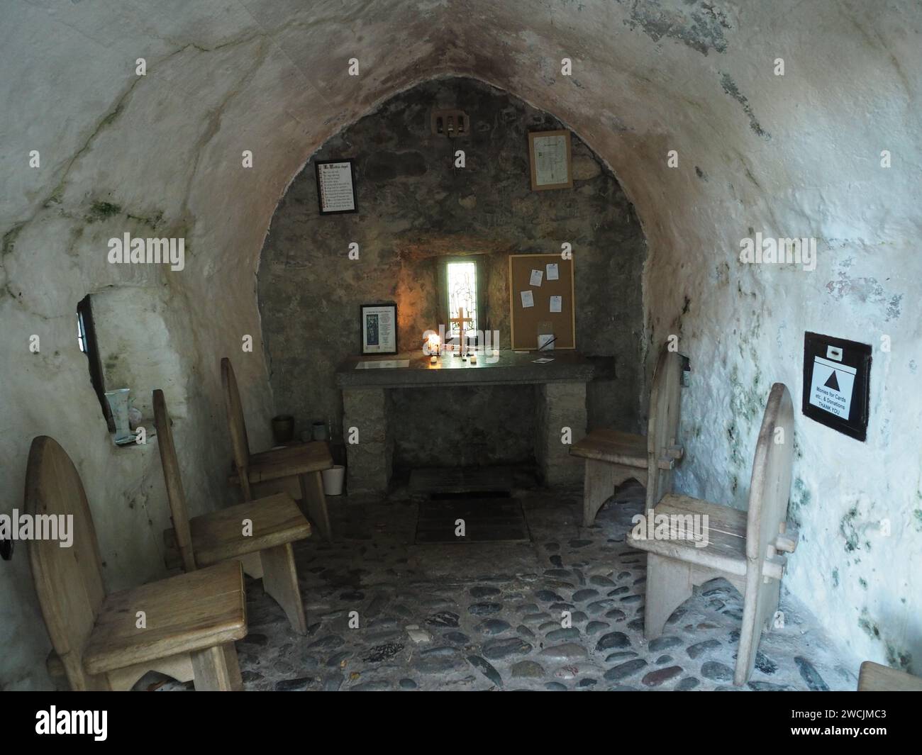 Interior view, Chapel of St Trillo, Rhos on Sea, Clwyd, Wales Stock ...