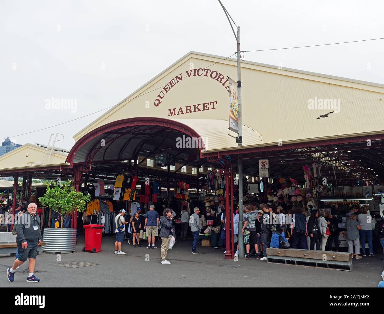 View of an entrance to one of the open-air sheds at Queen Victoria ...