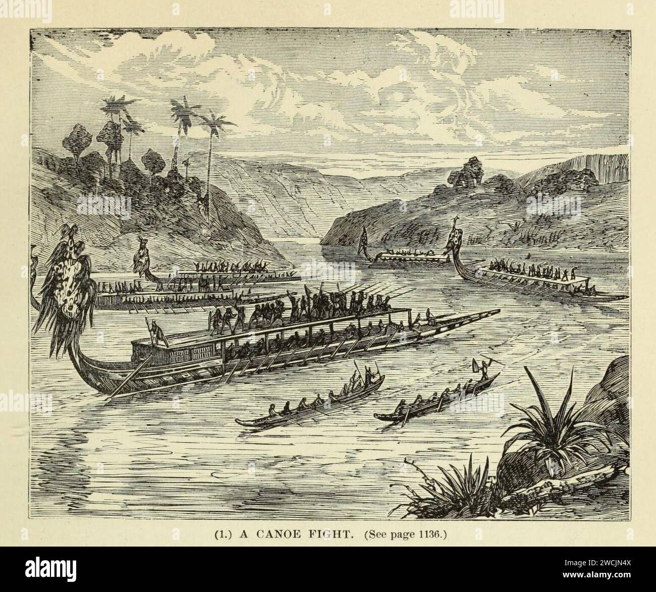 A canoe fight of sea dayak Stock Photo - Alamy