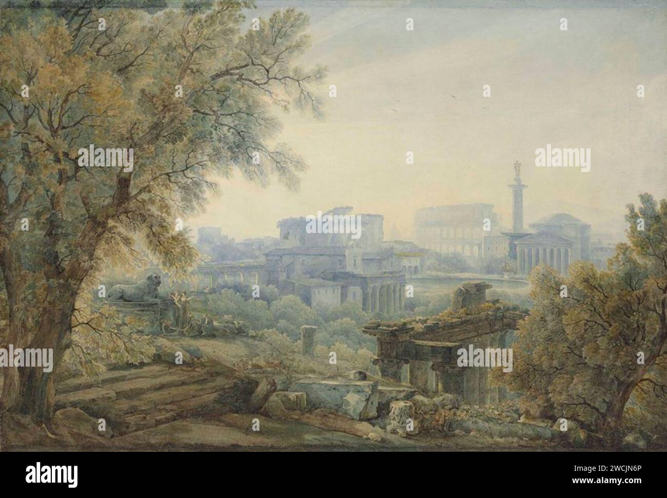 A Capriccio with Roman Architecture with Trajan's column Abraham-Louis ...