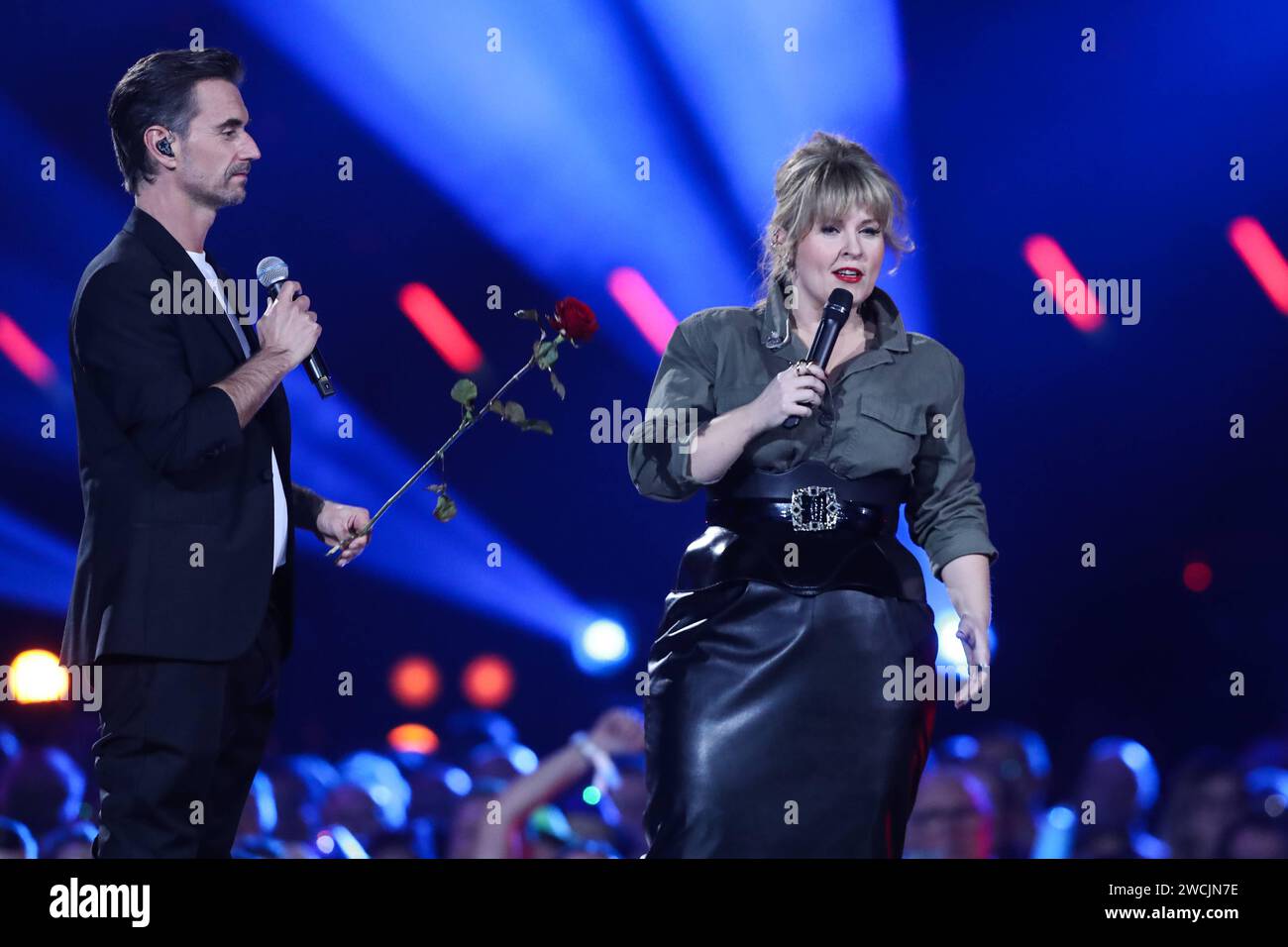 Moderator Florian Silbereisen GER mit Saengerin Maite Kelly - ARD Live ...