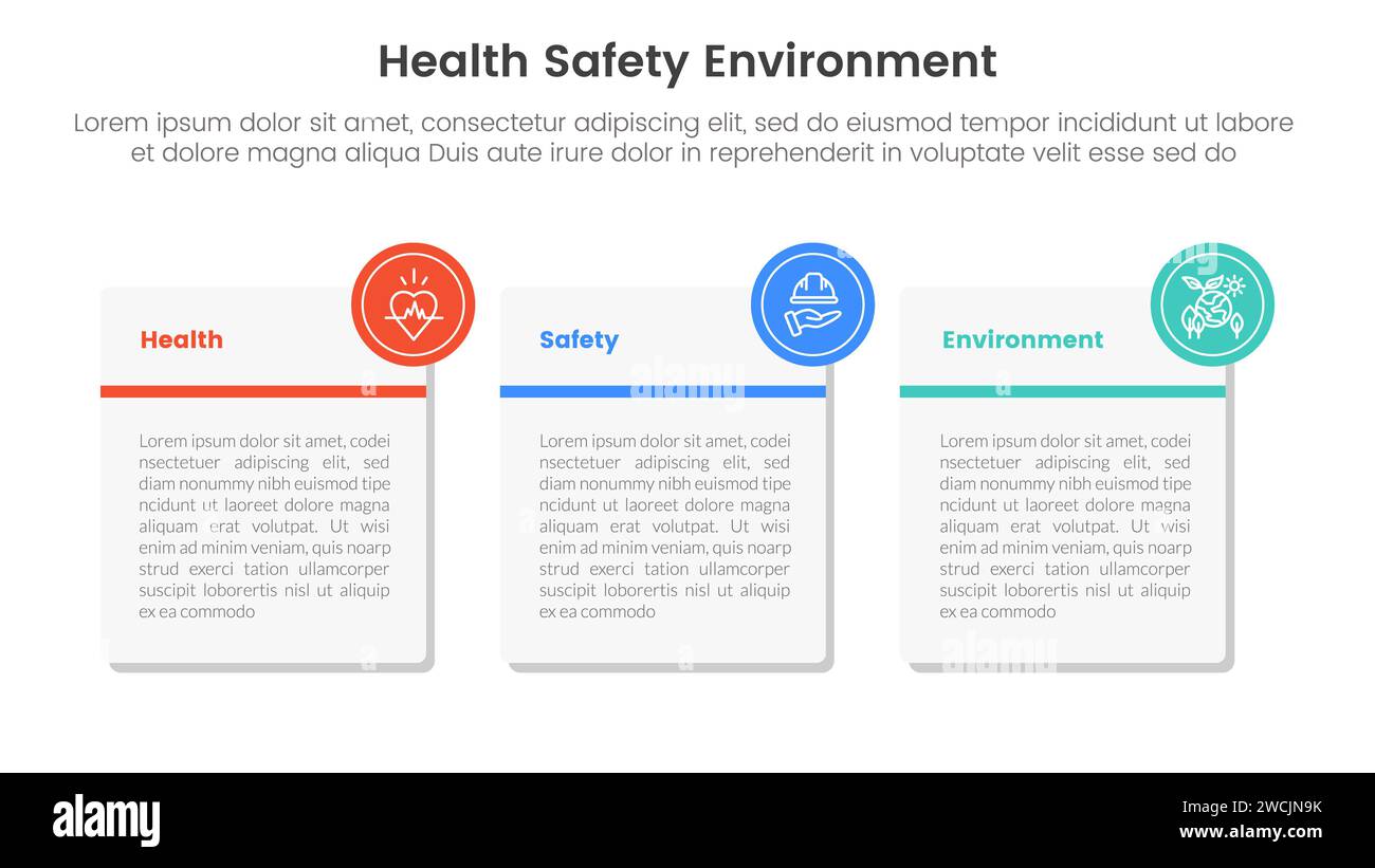 hse framework infographic 3 point stage template with big round square ...