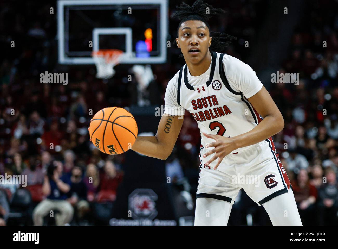 South Carolina forward Ashlyn Watkins looks to pass court against ...