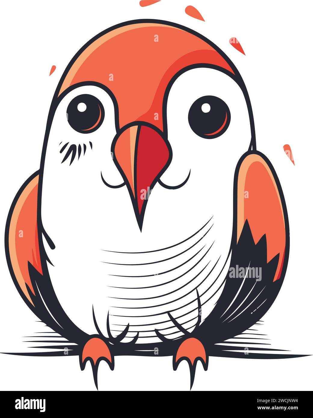 Cute red parrot isolated on white background. Vector illustration Stock ...