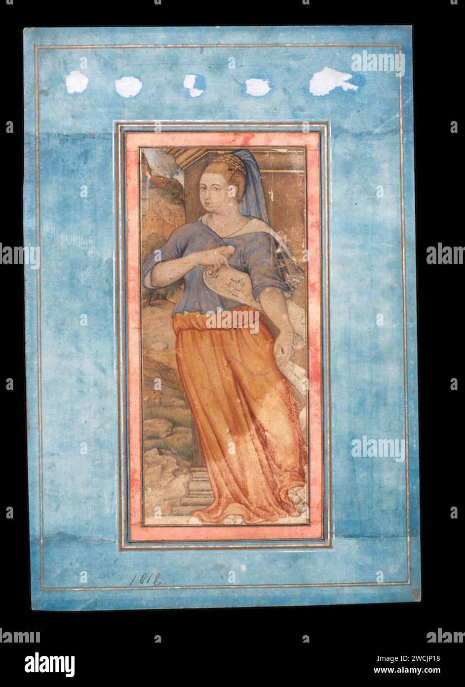 A classical muse holding a scroll standing by a plinth, by the artist ...