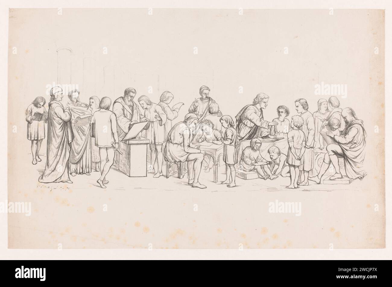 Writing, Wilhelmus Petrus van Geldorp, 1872 print Teachers and students ...