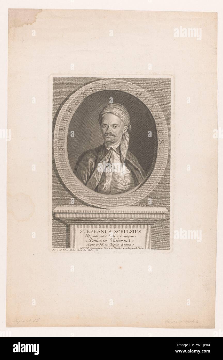 Portrait van Stephan Schultz, Christian von Mechel, After Anton Graff ...