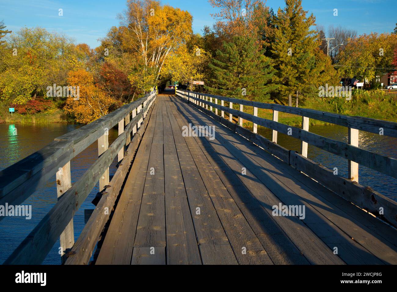 Hiker on Minocqua Trestle, Bearskin State Trail, Minocqua, Wisconsin ...